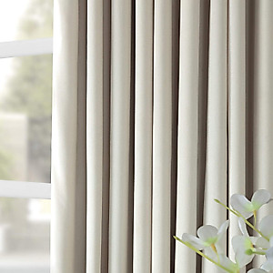 HPD Half Price Drapes Extra Wide Grommet Blackout Velvet Curtains 96 Inches Long Heat & Full Light Blocking Blackout Curtains for Bedroom & Living Room (1 Panel), 100W x 96L, Off White