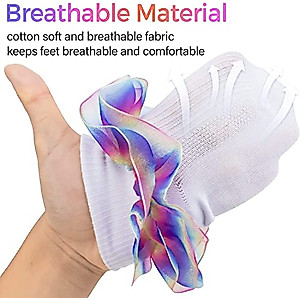 Hopply Baby Girls Ruffle Rainbow Socks Toddler Princess Ankle Lace Socks Infant Kids Big Double Lace Frilly Trim Dress Socks