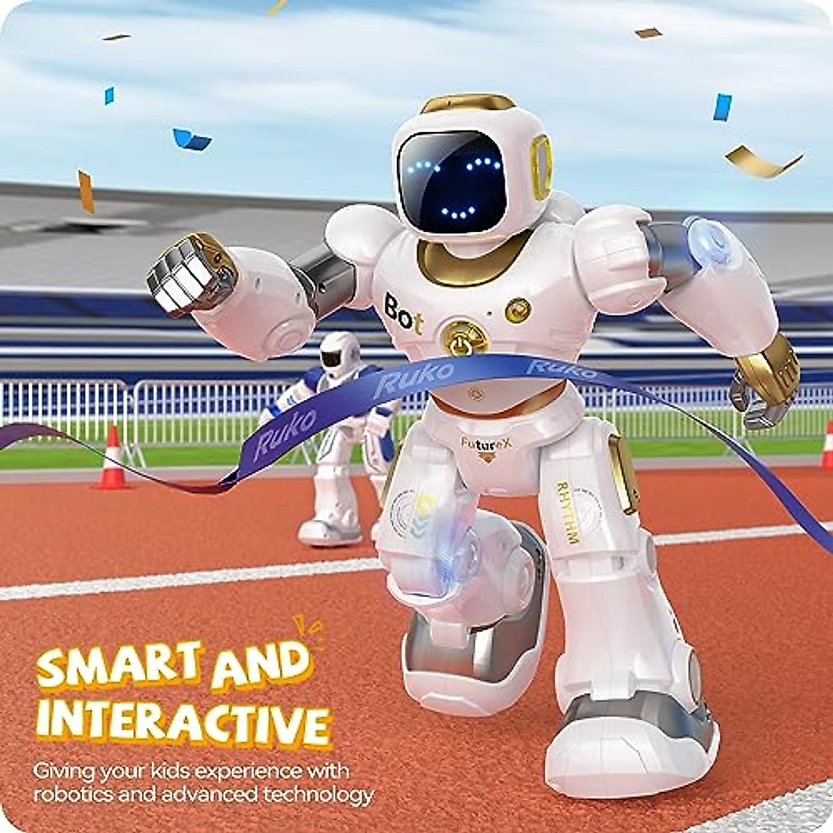 Ruko Smart Robot for Kids, Large Programmable Interactive STEM RC Robot, Voice Control and App Control, Gifts for Boys and Girls 4 5 6 7 8 9, Gold