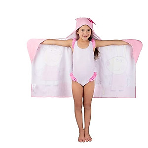 Franco Peppa Pig Kids Bath/Pool/Beach Soft Cotton Terry Hooded Towel Wrap, 24 in x 50 in