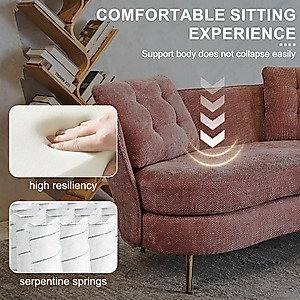 DERCASS Polyester Fiber Loveseat Sofa,Upholstered Couch with Golden Metal Legs Club 2-Seat Sofa for Living Reading Room Bedroom Apartment Small Space Dorm (Pink)