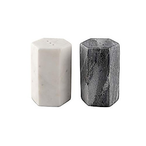 GoCraft Salt and Pepper Shakers | HandCrafted White and Black Marble Salt and Pepper Shakers