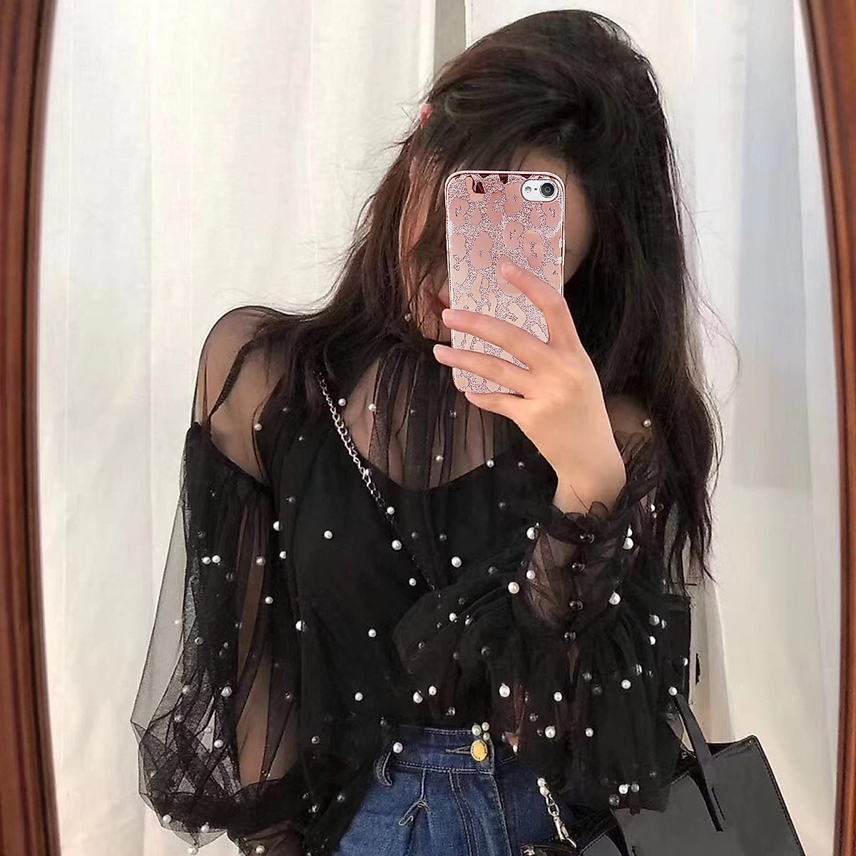 iPod Touch 7th Generation Case, J.west iPod Touch 6 iPod 5 Case, Luxury Saprkle Bling Glitter Metallic Leopard Print Design Soft Slim Protective Cases for Women Girls Silicone Cover Rose Gold