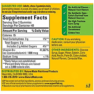 Nature Made Energy B12 1000 mcg, Dietary Supplement for Energy Metabolism Support, 80 Gummies, 40 Day Supply