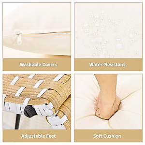 Merax Patio Furniture Round Outdoor Sectional Sofa Set, Rattan Daybed Two-Tone Weave Sunbed with Retractable Canopy, Separate Seating and Removable Cushion, Beige