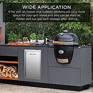 LMRSTOO Pull Out Trash Drawer Stainless Steel with 2 4.4 Gallon Trash Cans 19.7" D x 13.5" W x 19.3" H,Built-in Roll Out Outdoor/Indoor Kitchen BBQ Island Trash Bin Storage