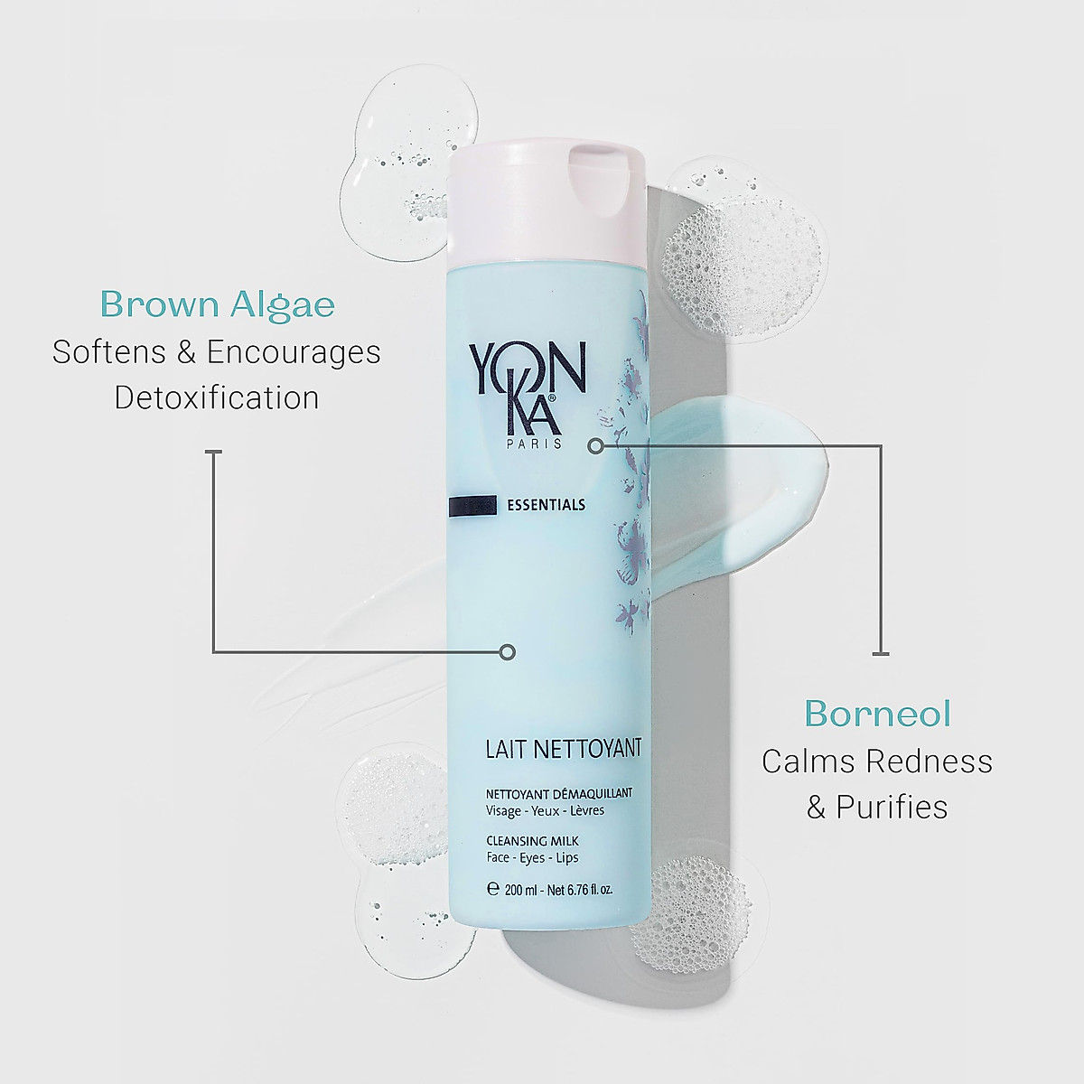 Yon-Ka Lait Nettoyant Facial Cleanser, Gentle Milk Cleanser & Makeup Remover, Daily Plant Based Wash, Moisturize and Balance Skins pH, All Skin Types, Paraben-Free