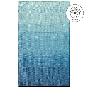 Fab Habitat Outdoor Rug - Waterproof, Fade Resistant, Crease-Free - Premium Recycled Plastic - Ombre - Large Patio, Deck, Sunroom, Camping, RV - Big Sur - Teal - 6 x 9 ft