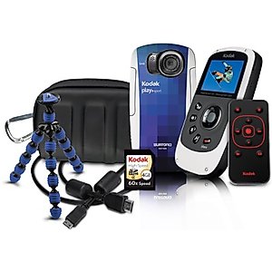 Kodak PlaySport (ZX5) Waterproof Pocket Video Camera Bundle (Includes Remote Control, Tripod, 4 GB Memory Card, HDMI Cable, and Camera Case) - Burton Bundle (2nd Generation)