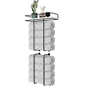 LAPTAIN Bathroom Towel Racks for RV, Wall Mounted Shelf with Towel Holder for Rolled Towels, Bath Towel and Hand Towel