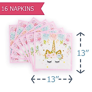 oneBest Unicorn Plates and Napkins, 16 Serves