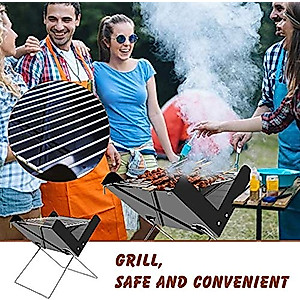 ZRSL Barbecue for Garden Party, Small Portable Picnic Grill, Fire Pit BBQ Silver Chrome Cooking Net Fire Pits for Garden Suitable for Garden, Terrace, Camping.