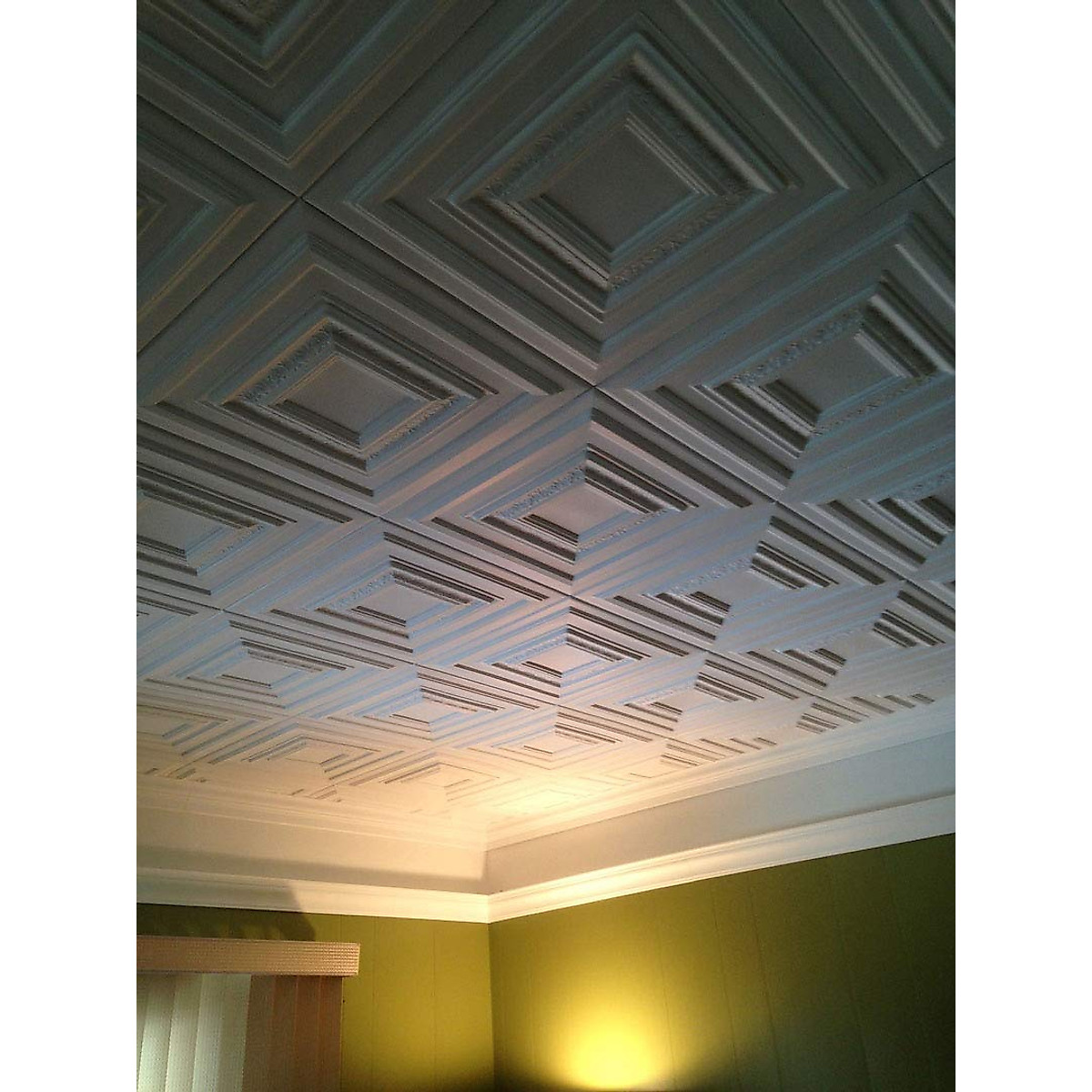 A La Maison Ceilings R31 Chestnut Grove Foam Glue-up Ceiling Tile (128 sq. ft./Case), Pack of 48, Plain White