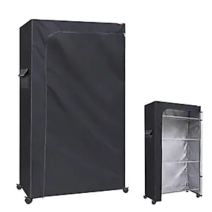 ZYSUOR Shelf Cover Wire Shelving Cover Rack Dust Cover 48X18X72,The Two-Way Zipper Design can be Opened up, Down, or All for Easy Access (No Shelves,Black Cover only)