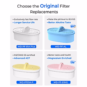Waterdrop WD-PF-01A Plus Replacement Filters for All Waterdrop Pitcher Filtration System, Last Up to 3 Months or 200 Gallons (Pack of 3)