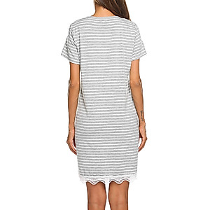 Ekouaer Women's Sleep Shirts Button Down Night Shirt Nightgowns Cotton