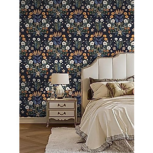 Floralplus Peel and Stick Wallpaper Boho Removable Wallpaper Boho Wallpaper Peel and Stick Leaf Floral Wallpaper for Renter Wall Decor Vinyl Forest Wallpaper 118 * 17.7in