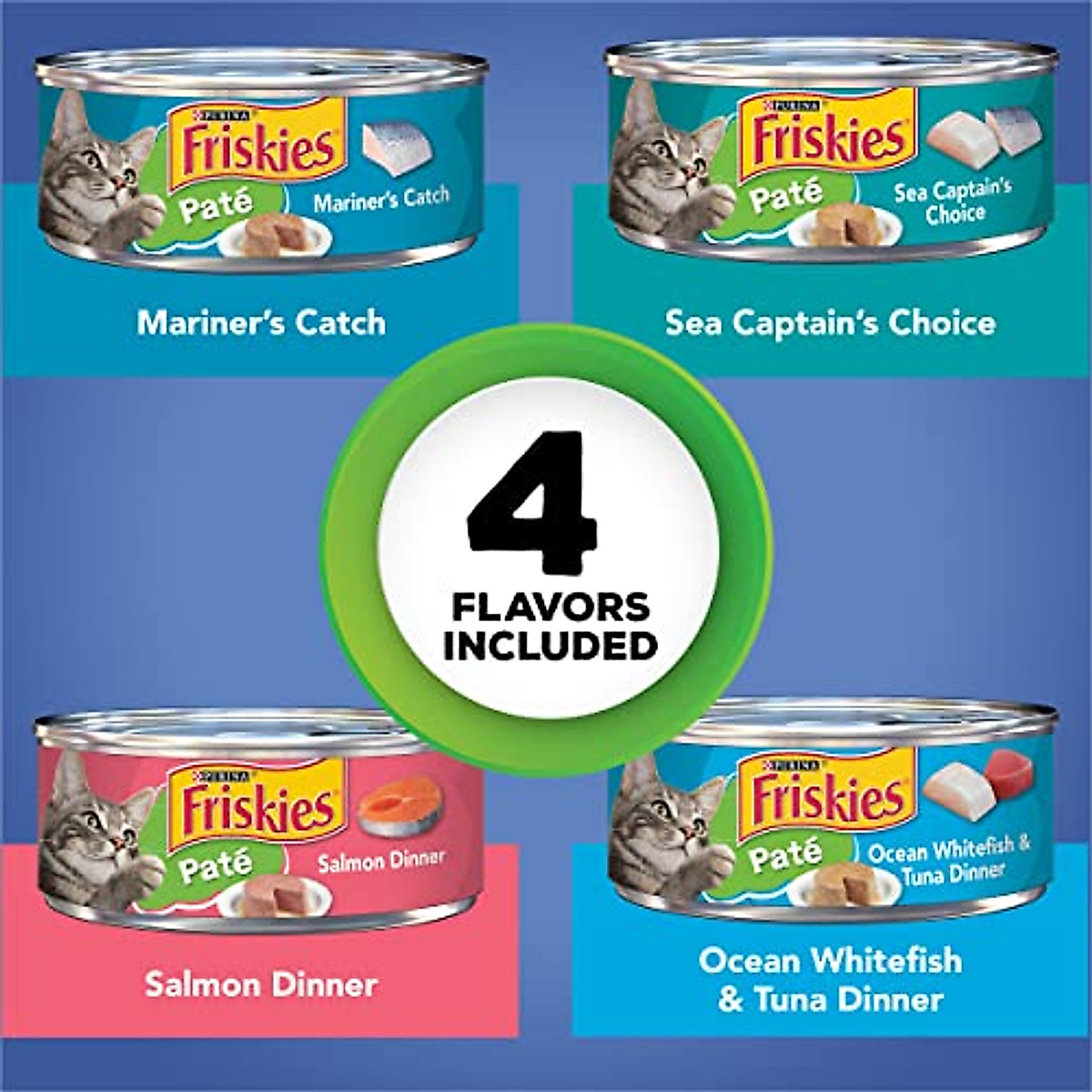 Purina Friskies Wet Cat Food Pate Variety Pack, Seafood Favorites - (32) 5.5 oz. Cans