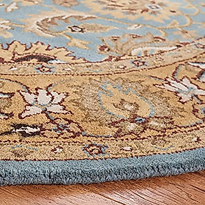 SAFAVIEH Heritage Collection 3'6" Round Blue/Gold HG958A Handmade Traditional Oriental Premium Wool Area Rug