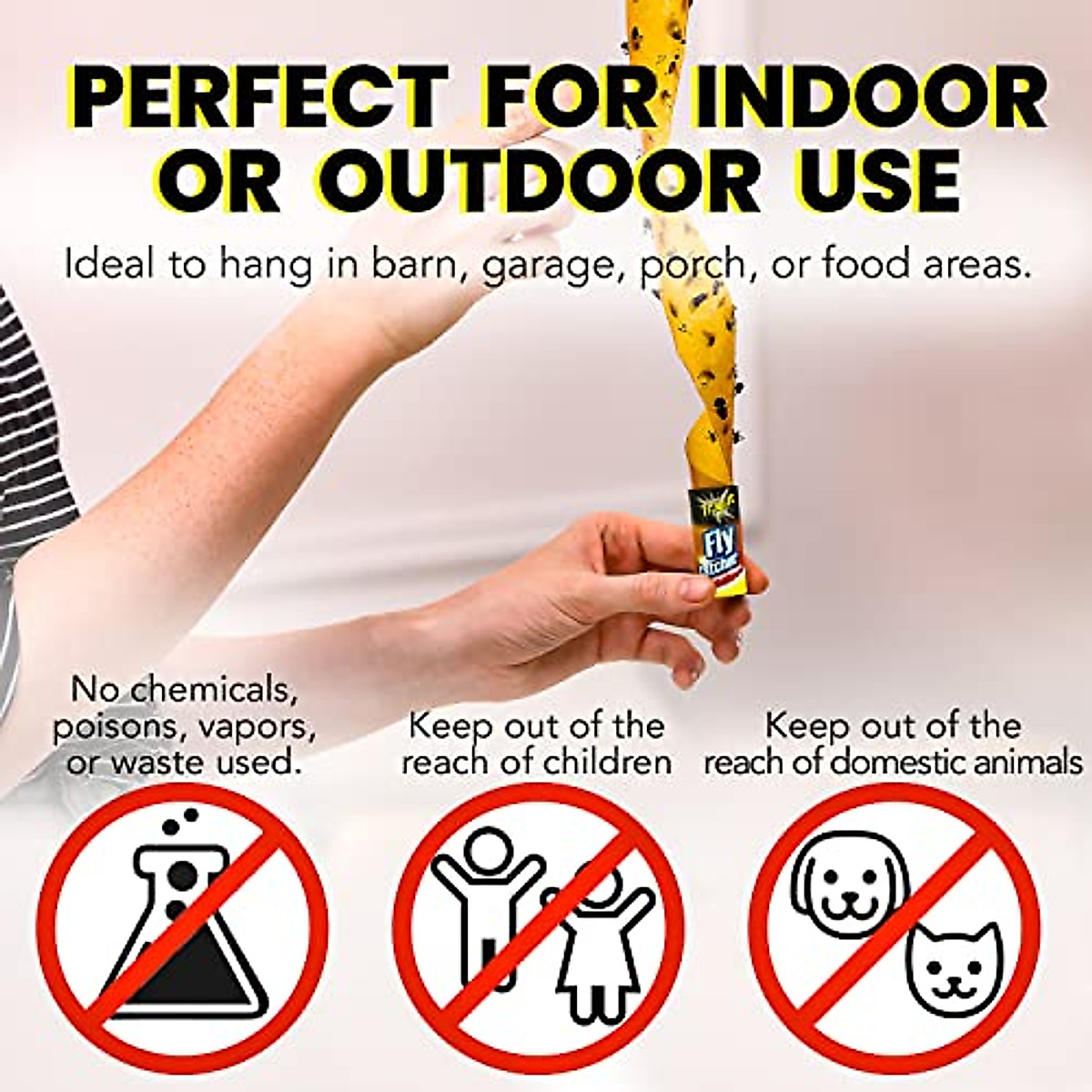 SteadMax 20 Sticky Fly Strips, Hanging Fly Trap for Fruit Flies, Bugs, Insects, Pest, and Mosquitoes, Fly Ribbon Tape Paper, Indoor and Outdoor Use (20 Pack)