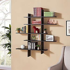 Danya B. Five Level Black Asymmetric Wall Shelf