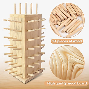 guwealthy 93 Spools Wooden Thread Rack, 【2024 NEW 】 360° Fully Rotating Wooden Thread Rack/Thread Holder Organizer for Sewing, Quilting, Embroidery, Hair-braiding and Jewelry Storage