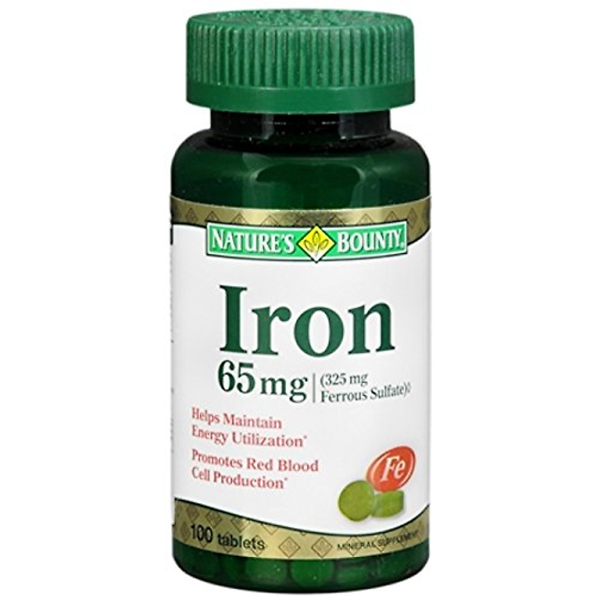 Nature's Bounty Iron 65 mg Tablets 100 Tablets (Pack of 6)