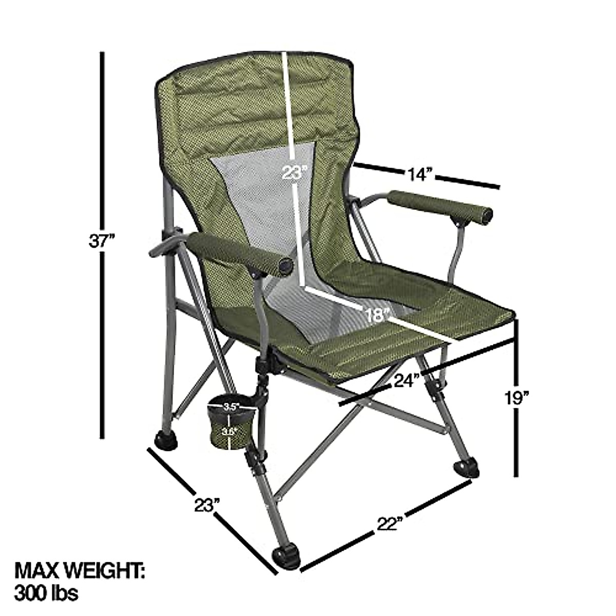HCF Outdoor Products Company Four Season Oversize Deluxe Sports Arm Chair, Green