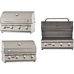 AMS Fireplace BULL grill 30'' Outlaw BBQ Grill with BULL single Side Burner, 30'' Double Doors, Single Drawer, Trash/Propane Drawer, (Natural Gas) FREE Bio-Ethanol Table-top Fire pit