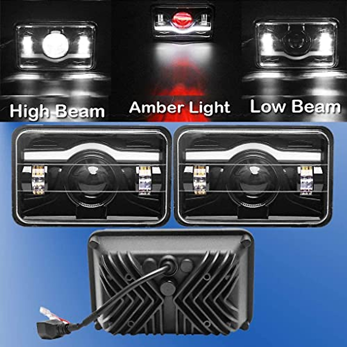 AUTOFU 4PCS 4X6 LED Headlights DRL for Chevy Pick Up Trucks C10 C20 K10 K30 K5 Blazer Suburban (1981 to 1987), Sealed Beam High Low H4651 H4642 H4652 H4656 H4666 H4668 H6545 Conversion Kit
