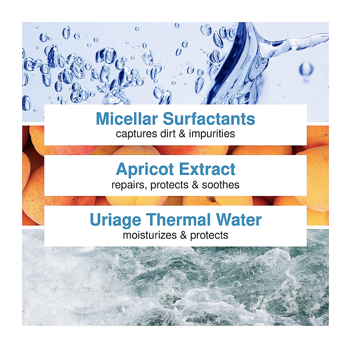 Uriage Thermal Micellar Water for Sensitive Skin 17 fl.oz. | Oil- free Cleansing Care - Gentle Makeup Remover, Suitable for Sensitive Skin | Removes Excess of Dirt and Makeup While Soothing the Skin