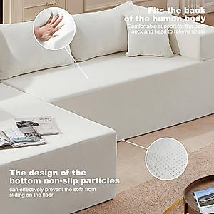 Maotifeys 107" L-Shape Modular Sectional Sofa Couch,Modern Minimalist Cloud Couches with Chaise No Assembly Sleeper Sofa for Living Room Bedroom (Beige,Right Facing Chaise)