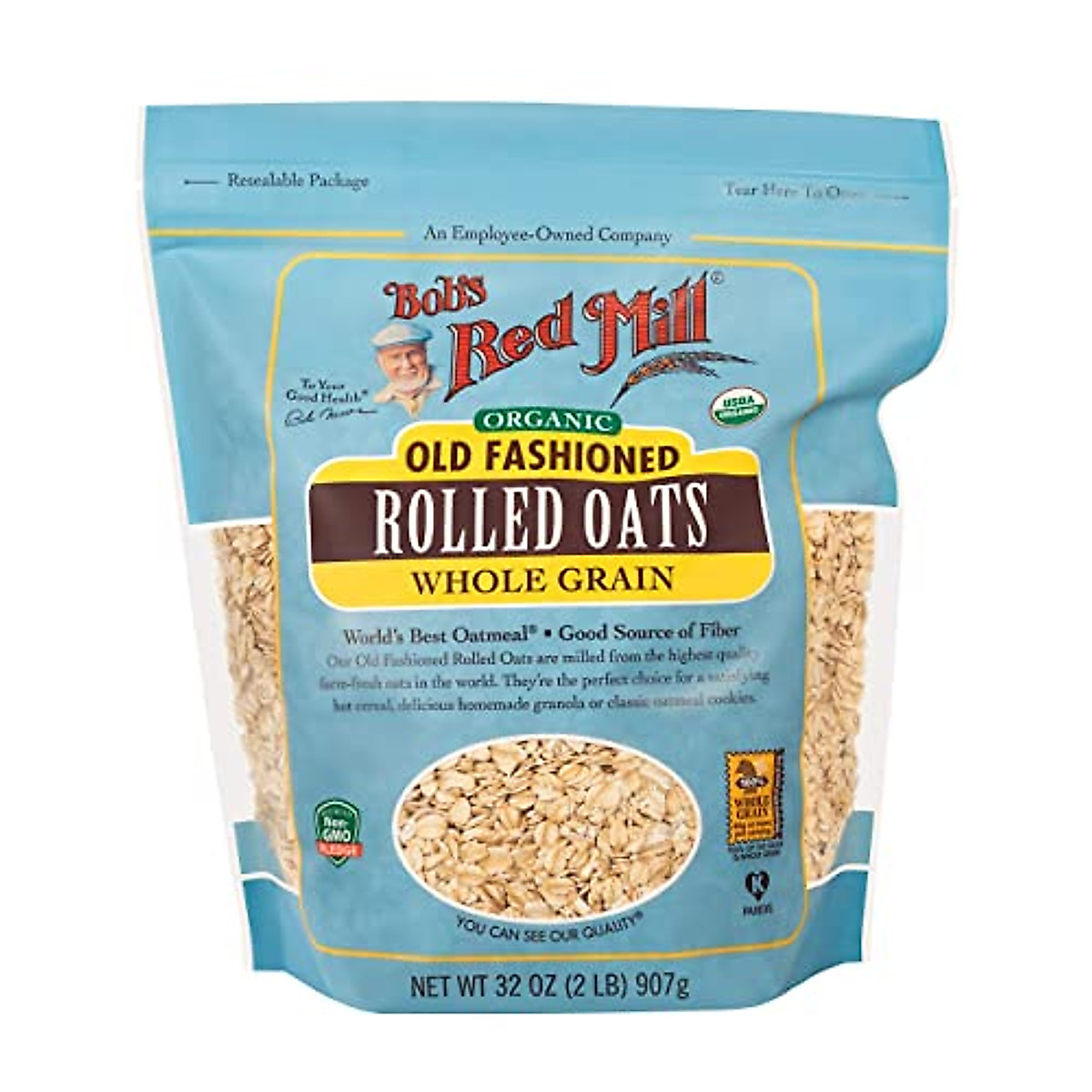 Bob's Red Mill Organic Old Fashioned Rolled Oats, 32-ounce (Pack of 4)