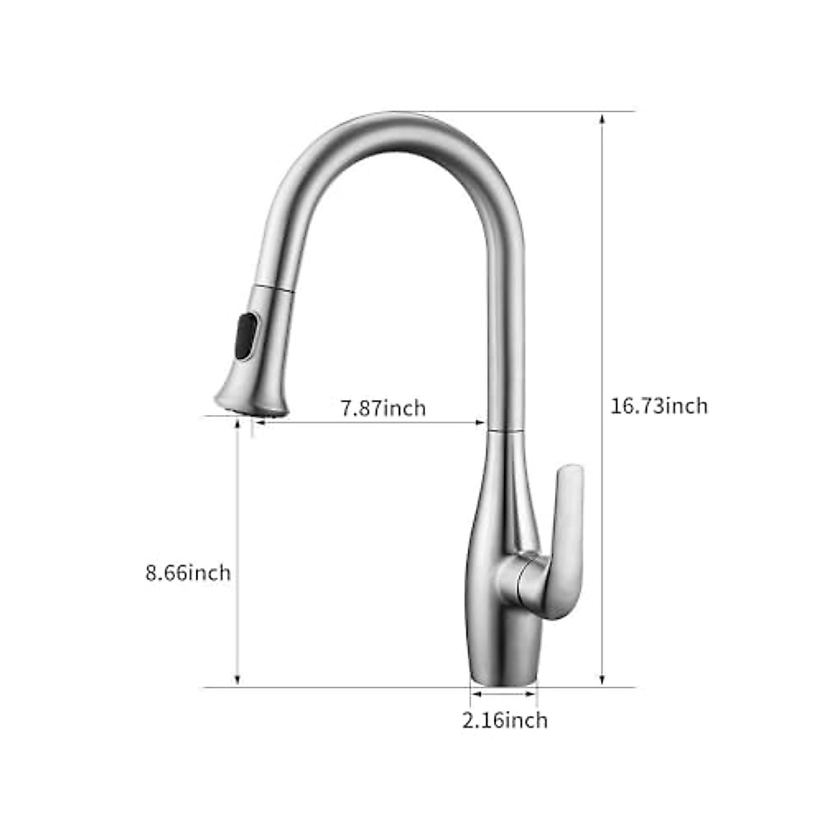 GERIGEMT Faucets for Kitchen Sinks,Kitchen Faucet with Pull Down Sprayer High Arc Kitchen Sink Faucet Stainless Steel Brushed Nickel with 10 Inch Deck Plate,with cUPC Water Supply Lines.