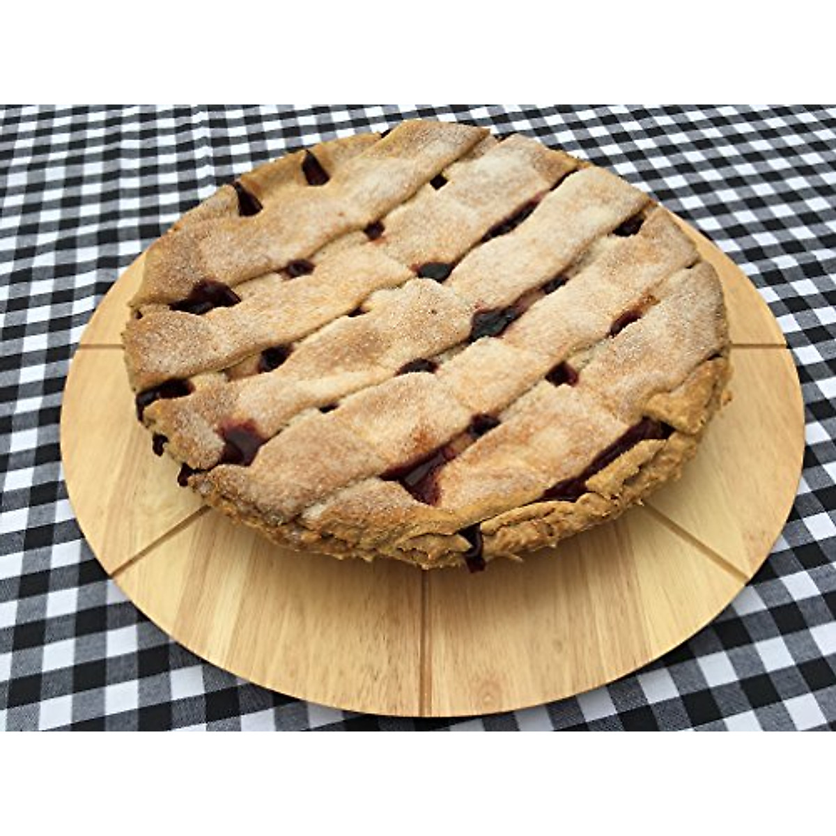 Checkered Chef Round Wood Cutting Boards - 13.5 Inch, Reversible Pizza Board w/ 8 Slice Grooves - Cheese Charcuterie Board