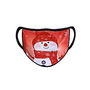 Missli 【USA Stock 5Pcs Unisex Face_Mask, Washable Reusable Cloth Face Covering, Fashion Protective Mouth Covering for Outdoor Activities, Christmas Santa Snowman Printed