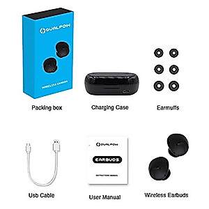 Dualpow Nanobuds Bluetooth 5.0 Wireless Earbuds, True Wireless Headphone Mini in-Ear Headset (Touch Control, 20hrs Playtime, Auto Pairing) Compatible with iPhone, Android, Smartphones (Black)