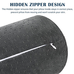 Remerry 2 Pcs 18 x 6 Inches Velvet Neck Roll Pillow Cover with Zipper, Soft Bolster Pillowcases for Cylindrical Pillow (Cover Only, Bolster Not Included)