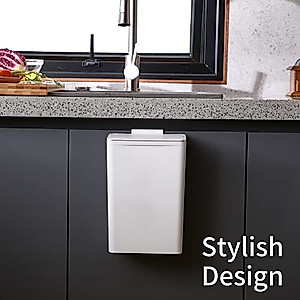 JOE & LEAH Hanging Compost Bin Trash Can - Garbage Compost Bin for Kitchen Cabinet Door Mounted Under Sink RV Bathroom (Ivory)