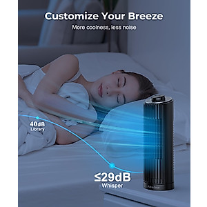 Abolee Tower Fan, 23ft/s Desk Fan, 70° Oscillating Table Fan for Bedroom, Standing Table Fan with 3 Modes, 2024 New 13 Inch Bladeless fan for Bedroom, Home,Office Black