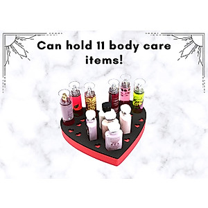 Polar Whale 2 Lotion and Body Spray Stand Organizers Heart Shaped Large Tray Red Black Durable Foam Washable Waterproof Insert for Home Bathroom Bedroom Office 15 x 12.5 x 2 Inches 11 Slots 2pc Pair