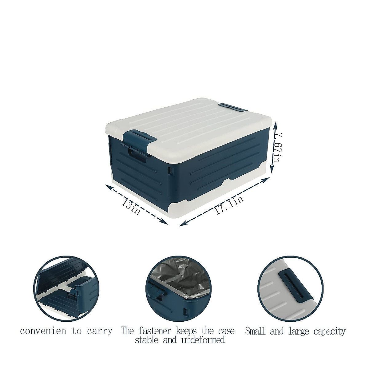 SUINARIM Collapsible Plastic Trunk Organizer for Car Storage Bins/Bags for Clothes, Durable Plastic Storage for Picnic,Shopping,Go Fishing (blue/middle)