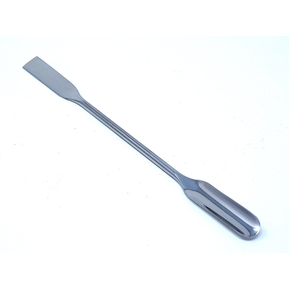 Double Ended Micro Lab Scoop Spoon Half Rounded/Flat End Spatula, 6" L Stainless Steel