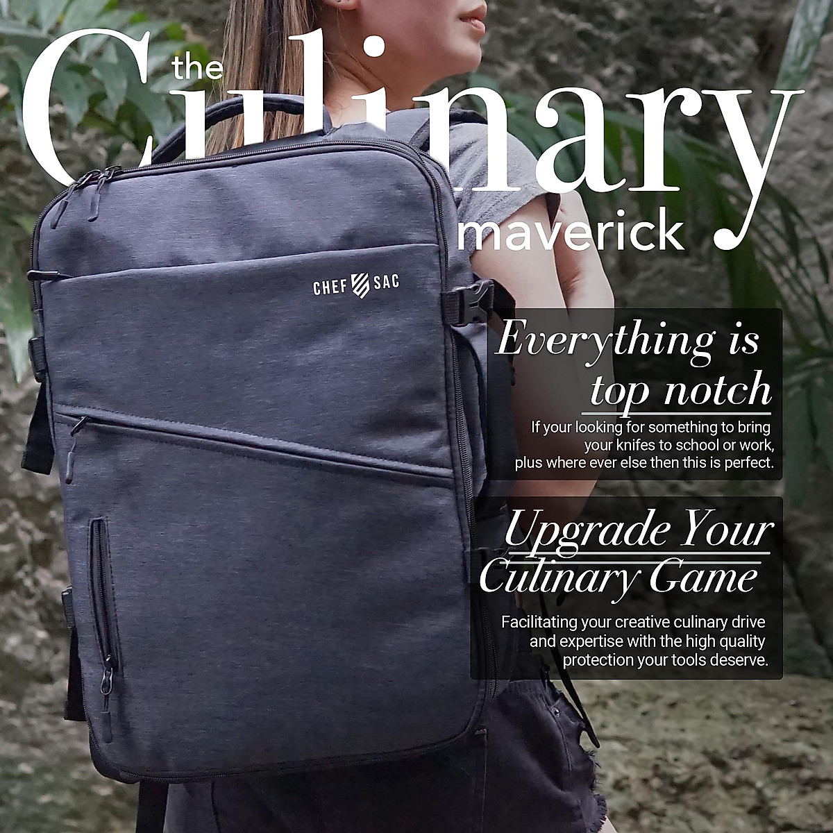 Chef Knife Bag Backpack Set with Knife Roll | Knife Case with 40+ Pockets for Knives and Culinary Tools | Great Knife Bag for Chefs & Culinary Students | Knives & Tools Not Included