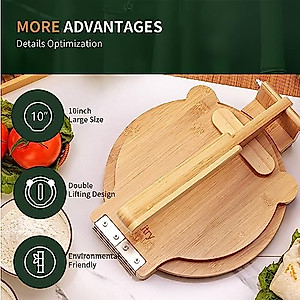 Ackitry Rotatable Tortilla Press 10 Inch, Bamboo Tortilla Press Maker with 100 PCS Parchment Paper for Homemade Mexican Tortillera, Roti, Chapati, Taco, Pataconera, Burritos and Dough Press