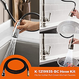K-1219935-BC Hose Kit for Kohler Pull-Down Kitchen Faucet, 67-Inch Bright Chrome Finish Kohler Pull-Out Kitchen Faucet Hose Replacemnet Part K-1304674-BC