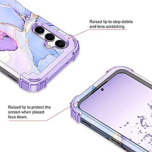 Hekodonk for Samsung Galaxy A14 5G Case,[Tempered Glass Screen Protector + Camera Lens Protector],Heavy Duty Shockproof Protection Hard Plastic+Silicone Rubber Hybrid Case for Galaxy 14 5G Purple