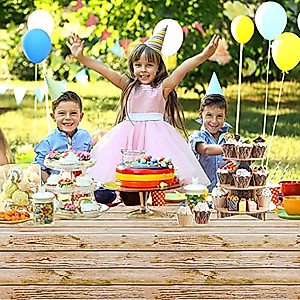 VGMANNTA 3 Packs Wood Grain Tablecloths Wood Print Table Covers, Rustic Disposable Rectangular Table Cloth Plastic Tablecover for Rustic Wedding Baby Shower Cowboy Party Decoration