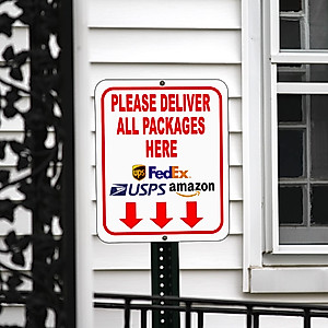 Please Deliver All Packages Here Arrows Delivery Sign for Delivery Driver - Delivery Instructions for My Packages from Amazon, FedEx, USPS, UPS, Indoor Outdoor Signs for Home, Office, Work, 8.5"x10"