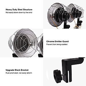 Propane Tank Top Heater, CAMPLUX Outdoor Tanktop Heater with Tip-Over Switch for Garage, Camping, Hunting, Double Burner Heavy Duty Steel 30,000 BTU